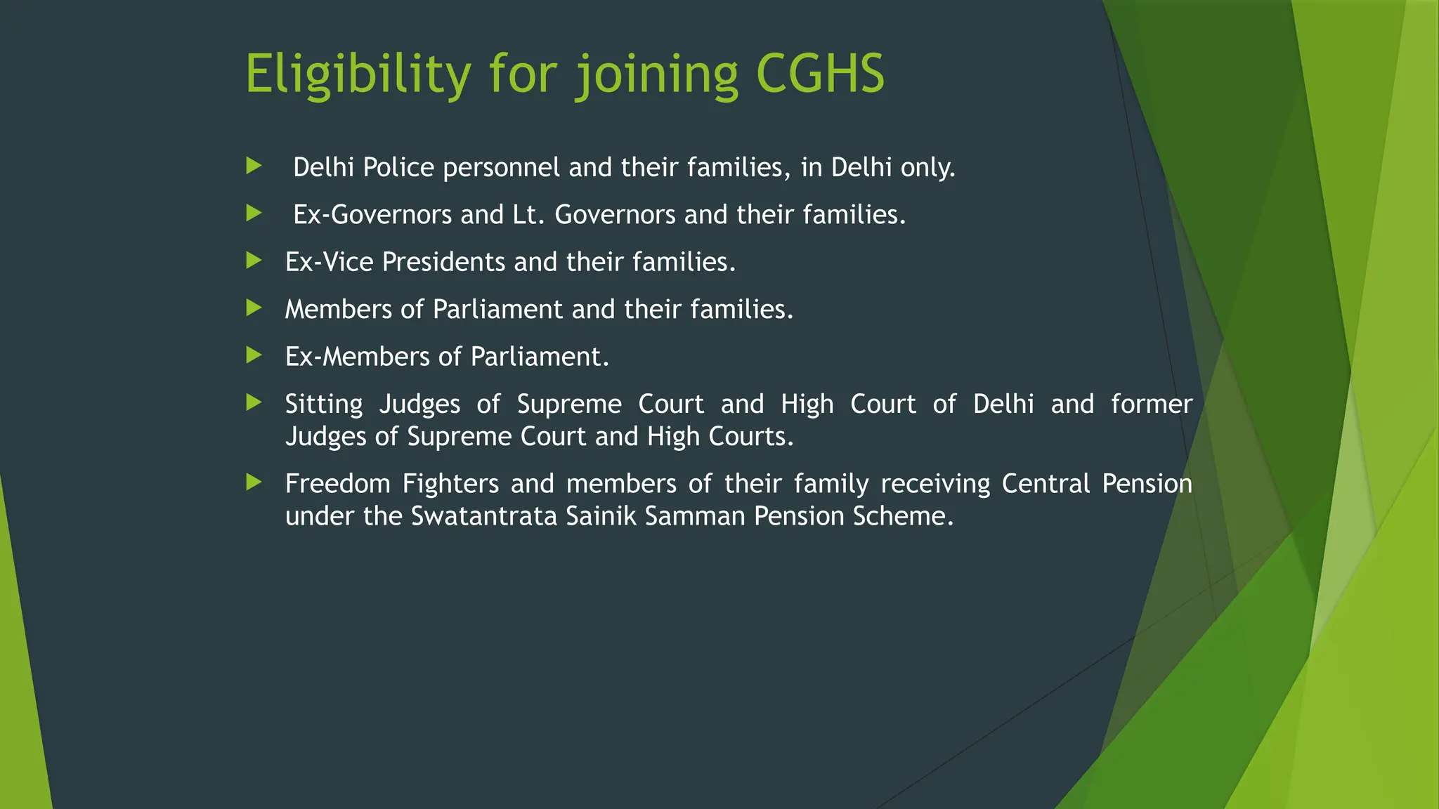 CGHS and CS (MA) Rules on medical facilities | PPTX