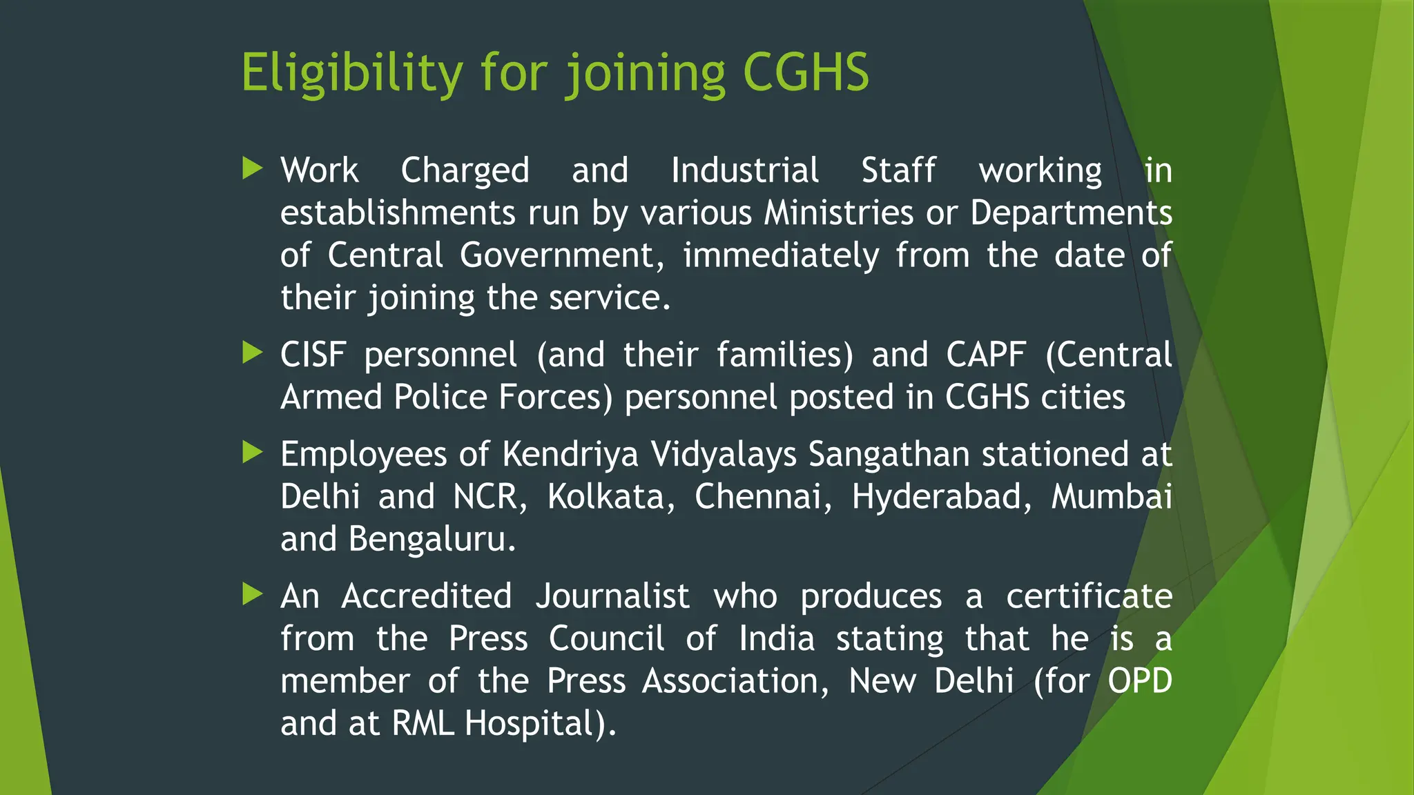 CGHS and CS (MA) Rules on medical facilities | PPTX