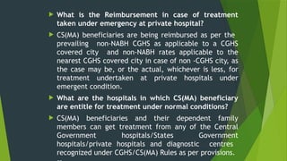 CGHS and CS (MA) Rules on medical facilities | PPTX
