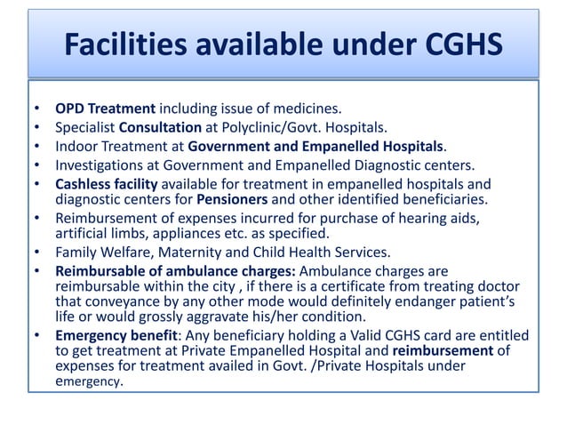 An introduction to CGHS: Central Government Health Scheme | PPTX | Life ...