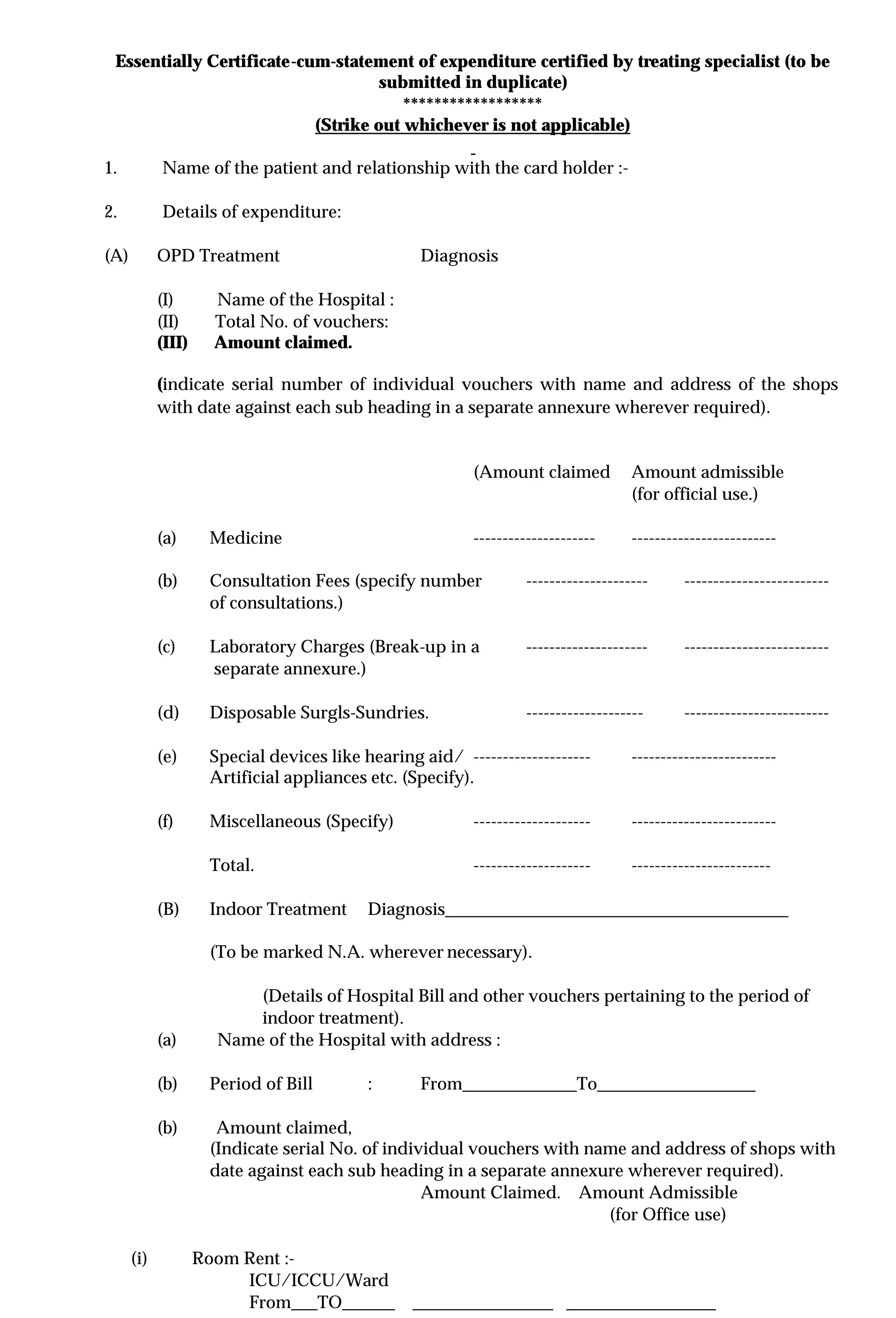 Cghs reimbursement forms | PDF