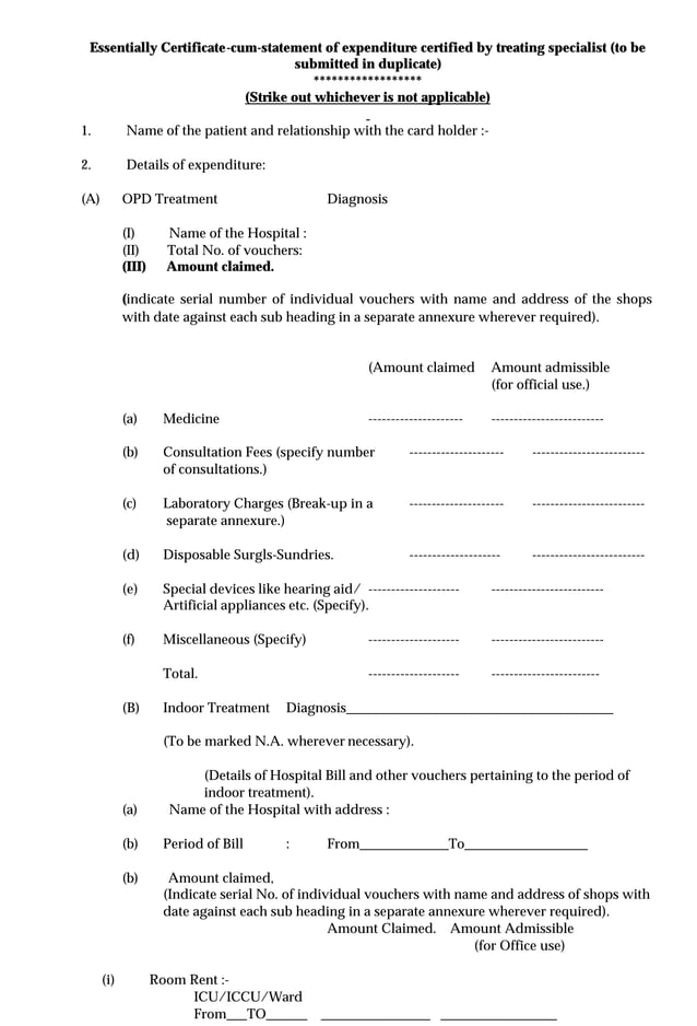 Cghs reimbursement forms | PDF | Life Insurance | Insurance