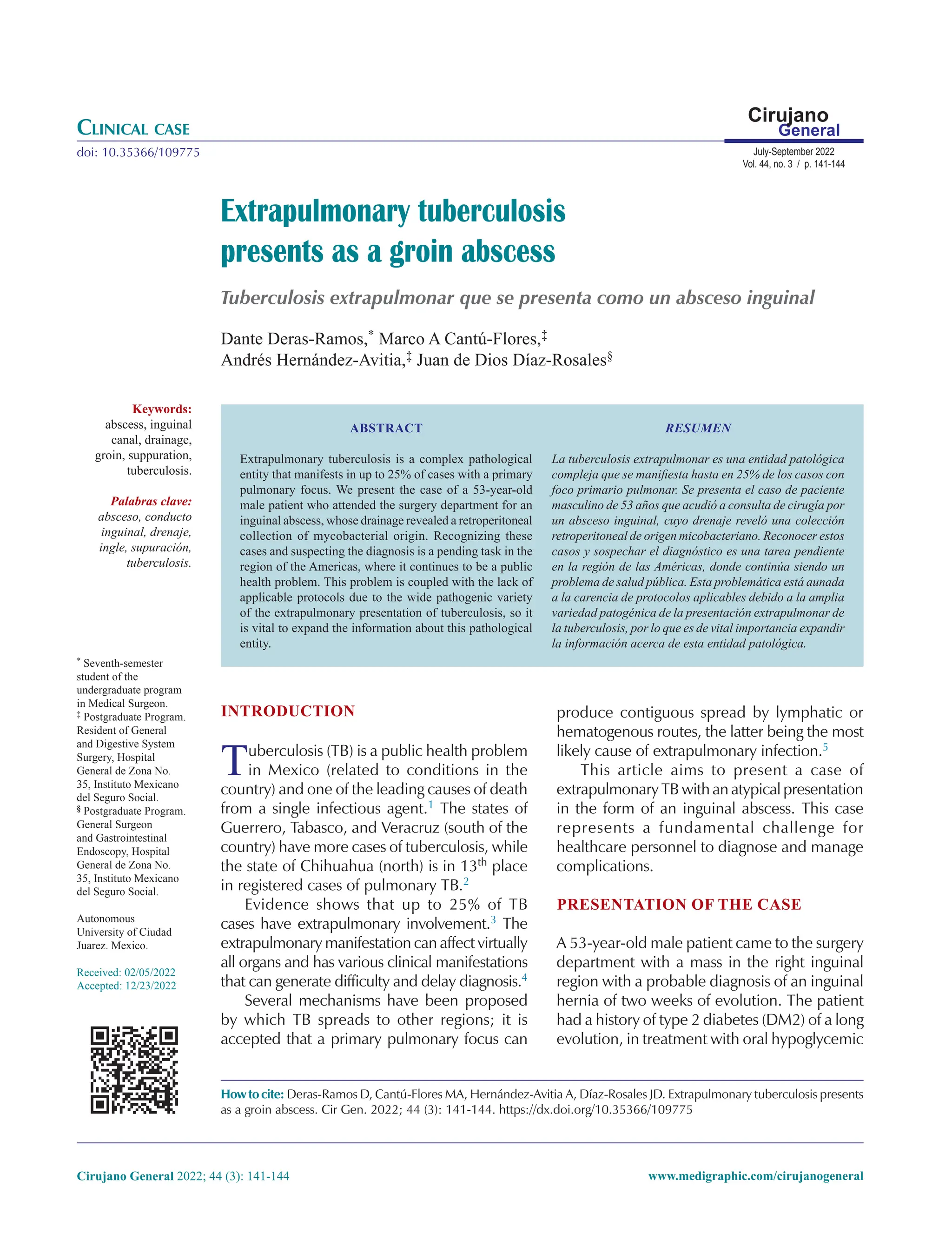 Extrapulmonary tuberculosis presents as a groin abscess | PDF