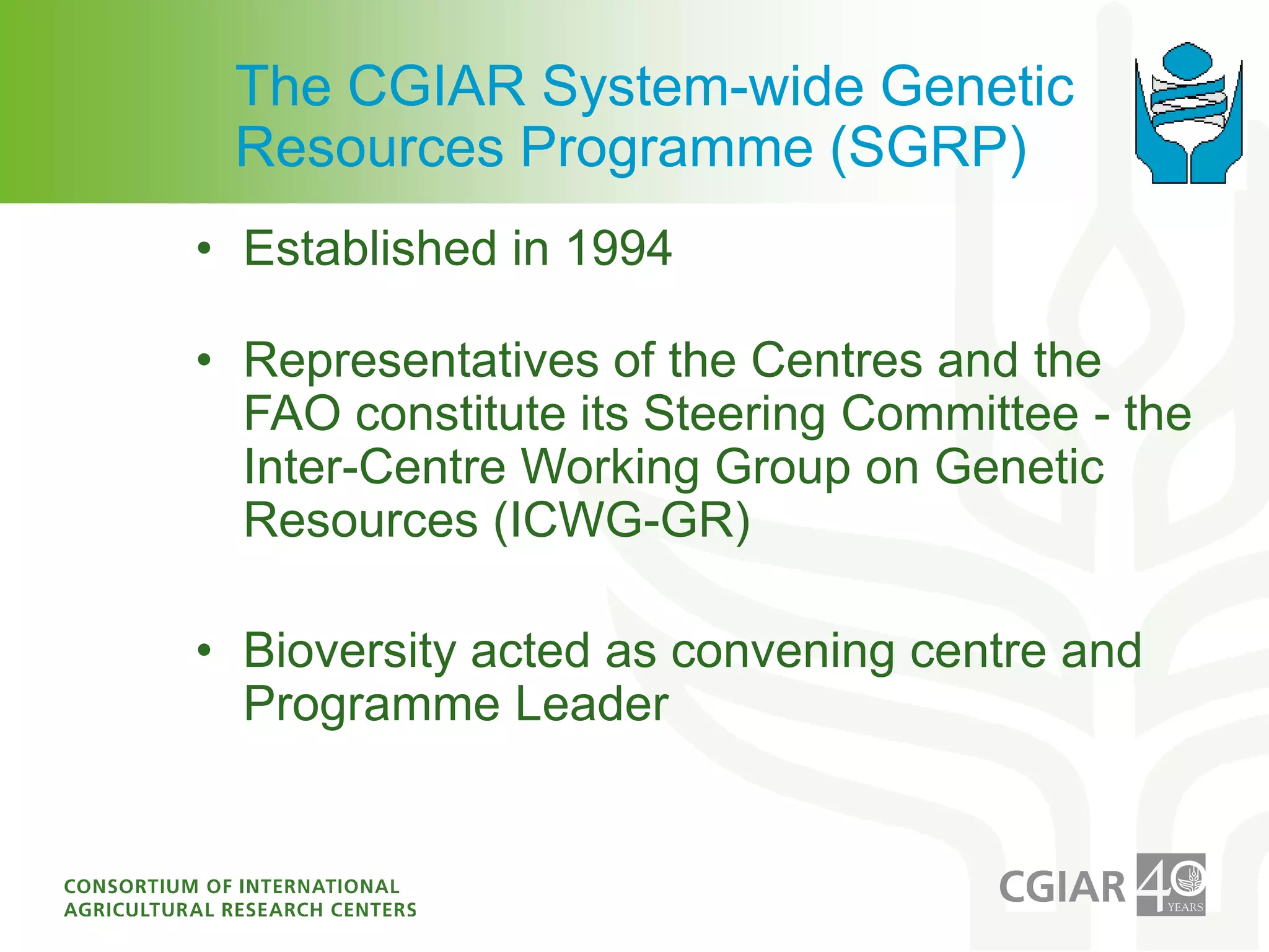 CGIAR and FAO: Joining forces on genetic resources | PPTX