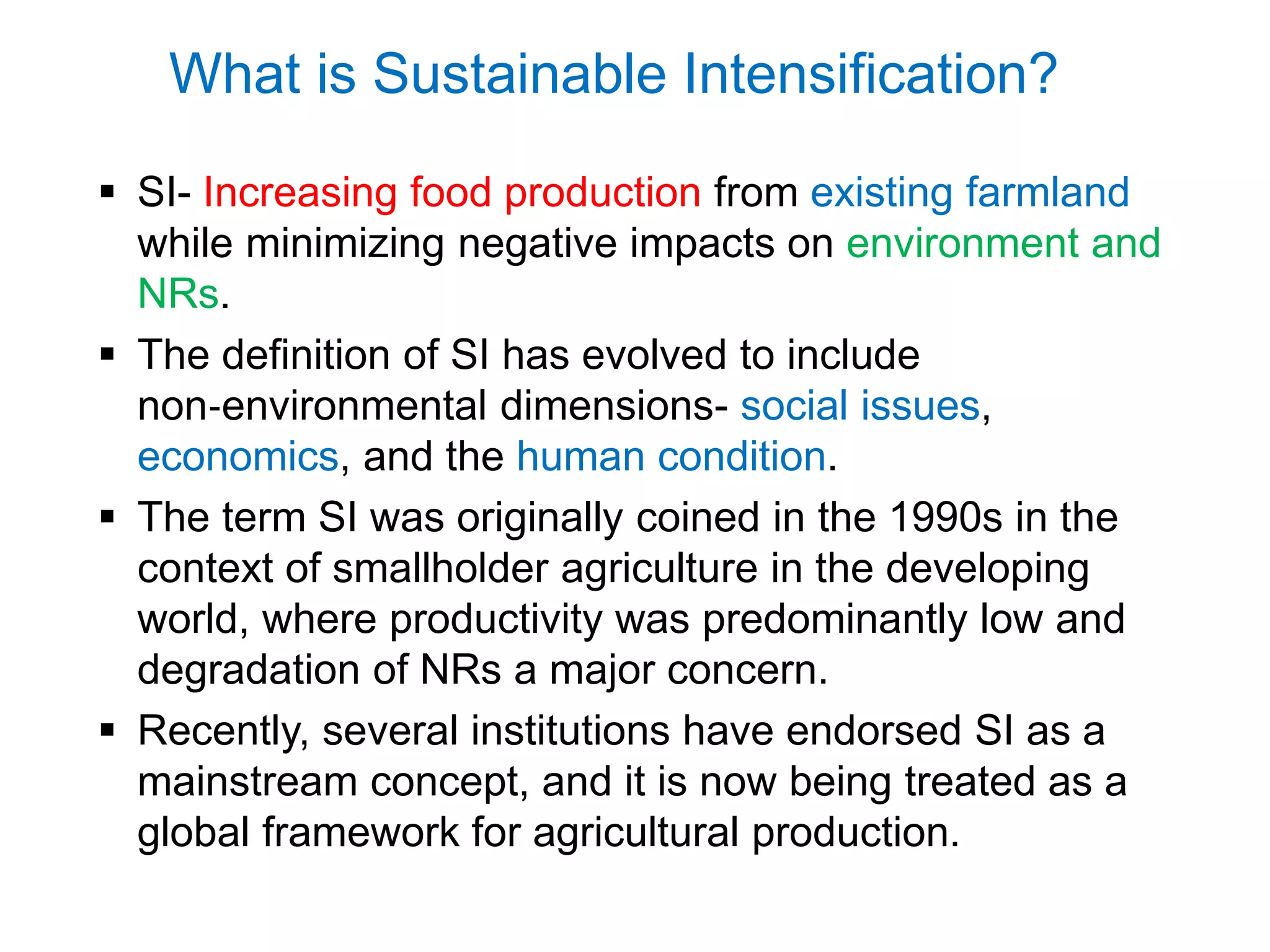 Sustainable intensification in agriculture | PPTX