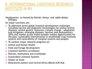 CGIAR RESEARCH CENTERS ALONG WITH THEIR HEADQUARTER AND MAJOR FUNCTIONS ...