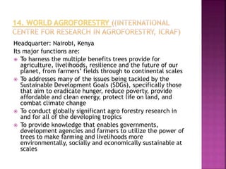 CGIAR RESEARCH CENTERS ALONG WITH THEIR HEADQUARTER AND MAJOR FUNCTIONS ...