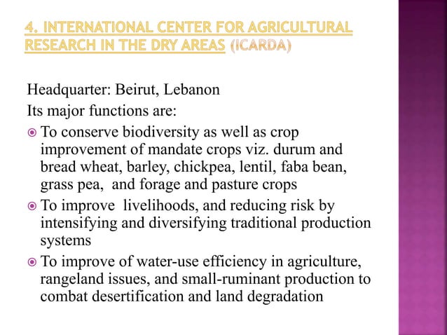 CGIAR RESEARCH CENTERS ALONG WITH THEIR HEADQUARTER AND MAJOR FUNCTIONS ...