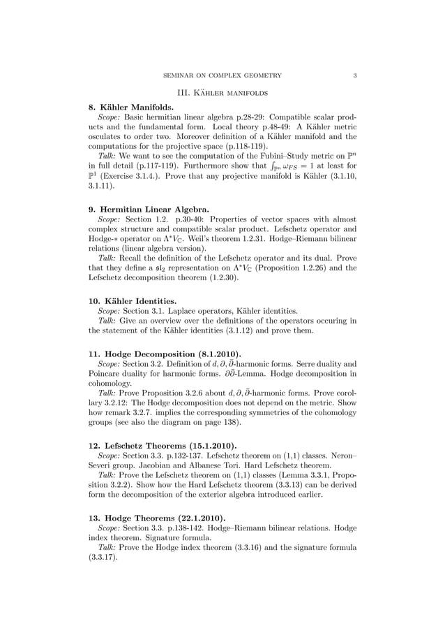 Seminar on Complex Geometry | PDF