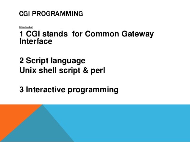Cgi programming