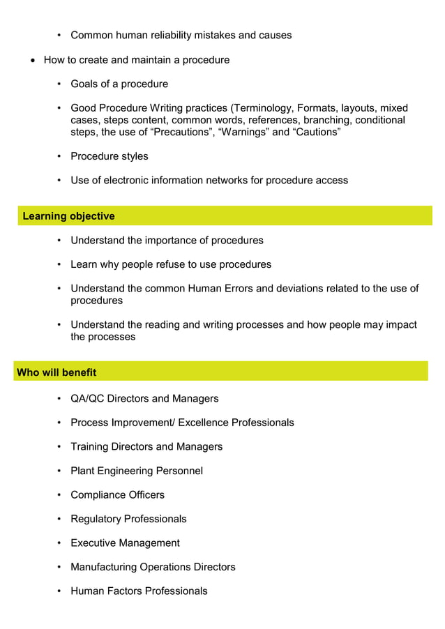 Writing SOP’s for Human error assessment and reduction technique (HEART ...