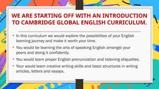 Cambridge Global English (Grade 5, Unit 1) | PPTX