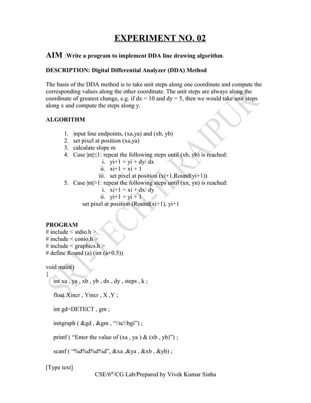 COMPUTER GRAPHICS LAB MANUAL | DOC | Graphics Software | Computer Software and Applications