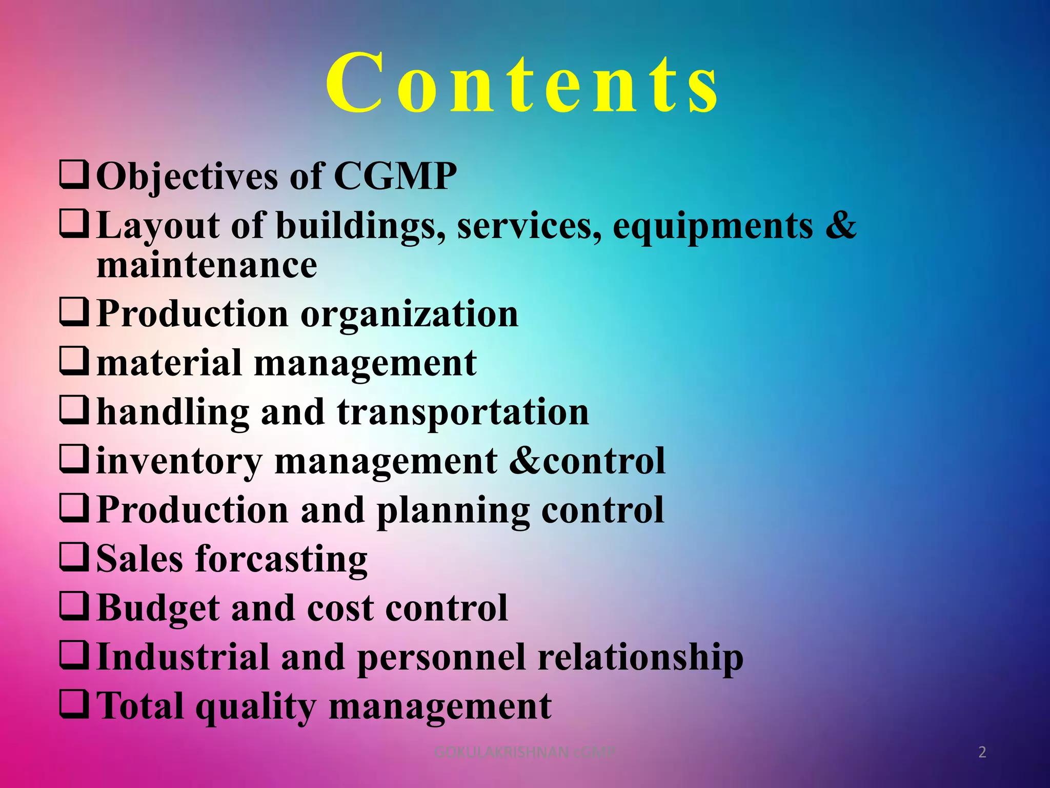 Current Good Manufacturing Practice (cGMP) | PDF