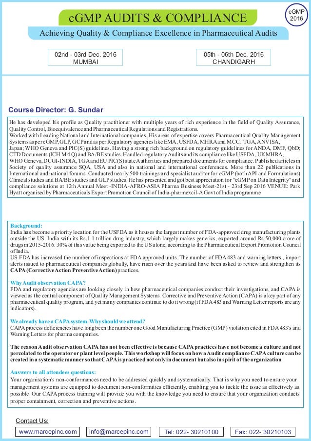 Cgmp audits and compliance