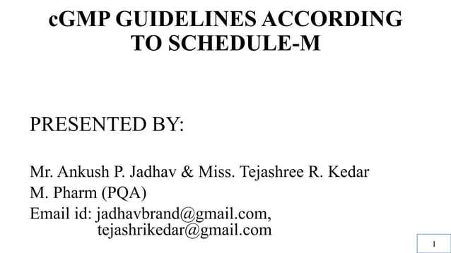 cGMP Guidelines According to Schedule M | PPTX | Manufacturing Industry ...