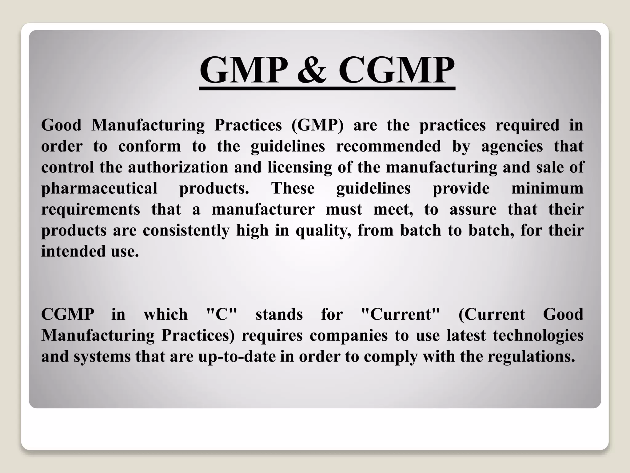 Cgmp & Industrial Management | PPTX