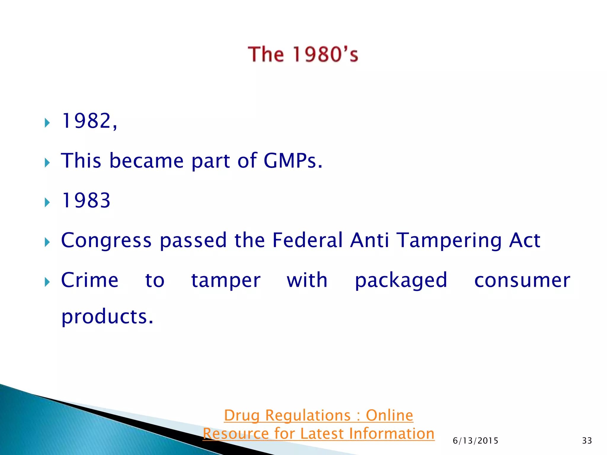History & Evolution of GMP Regulations | PPTX