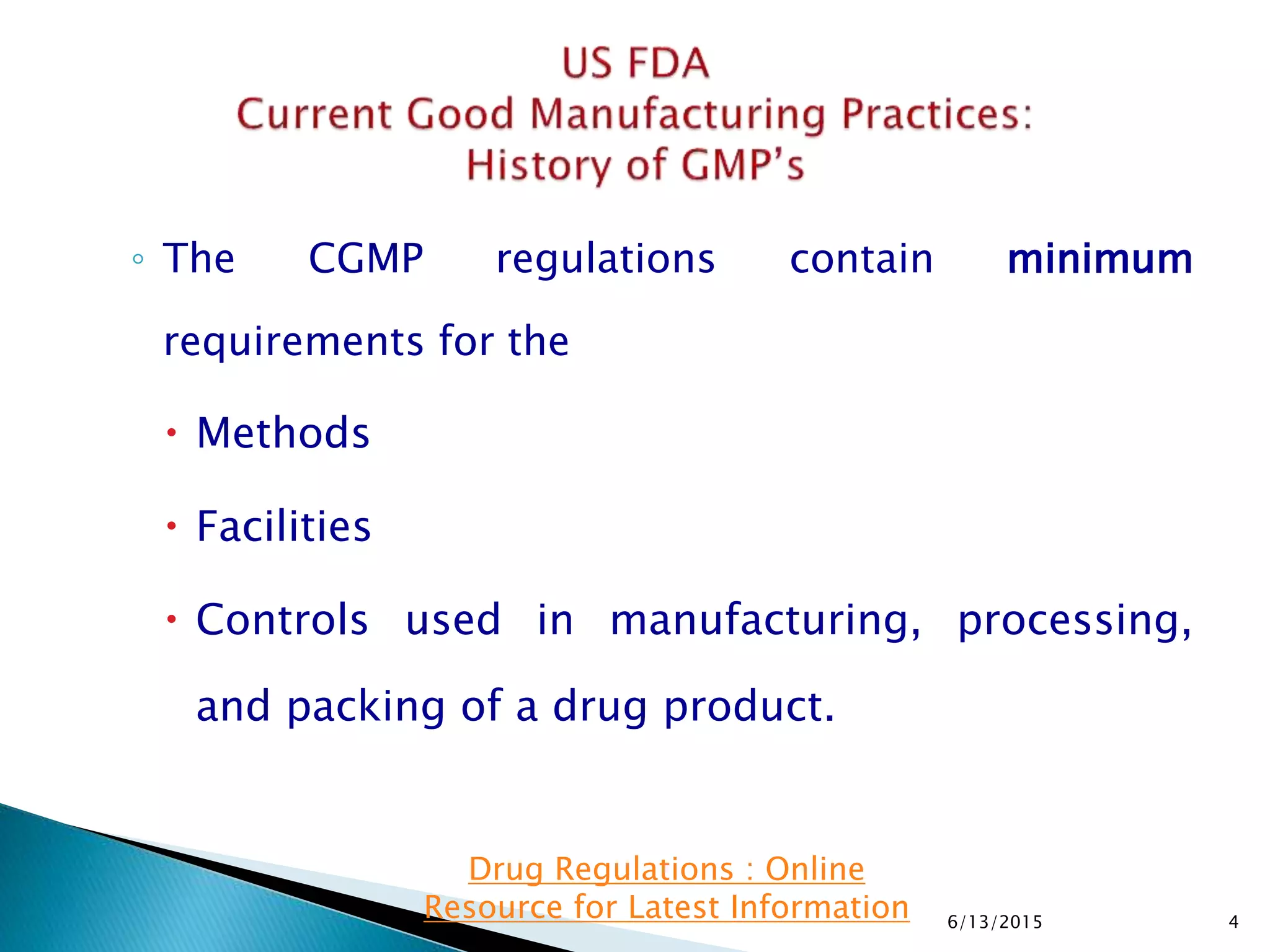History & Evolution of GMP Regulations | PPTX