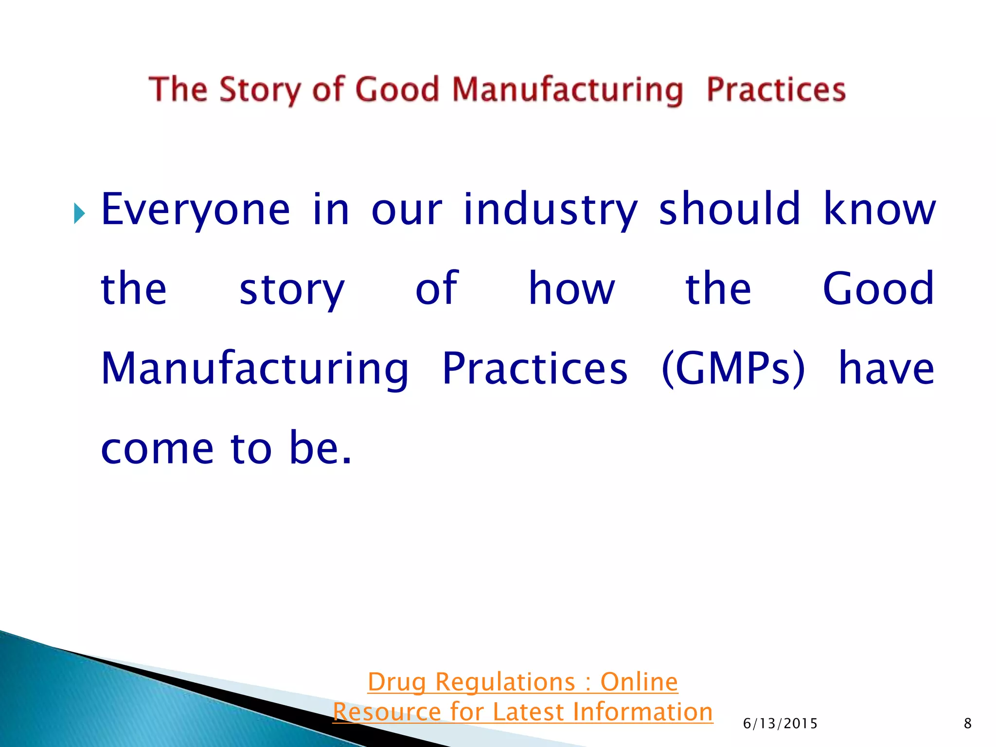 History & Evolution of GMP Regulations | PPTX