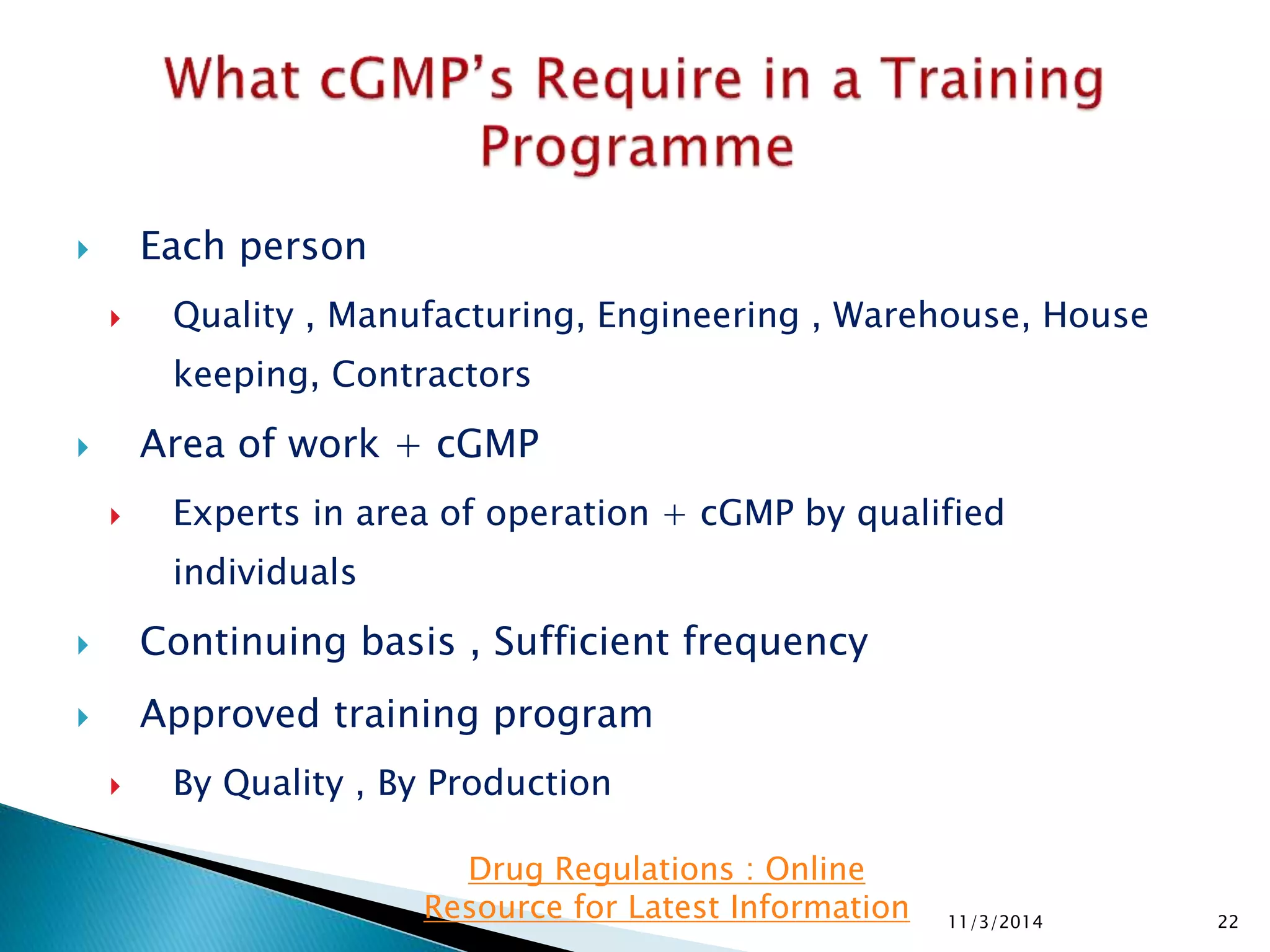 Training in cGMP Environment for Begninners | PPTX