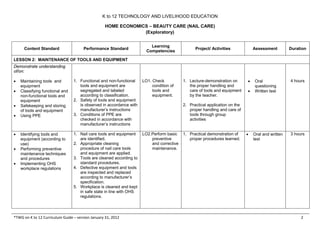 K to 12 TLE Curriculum Guide for Nail Care | PDF