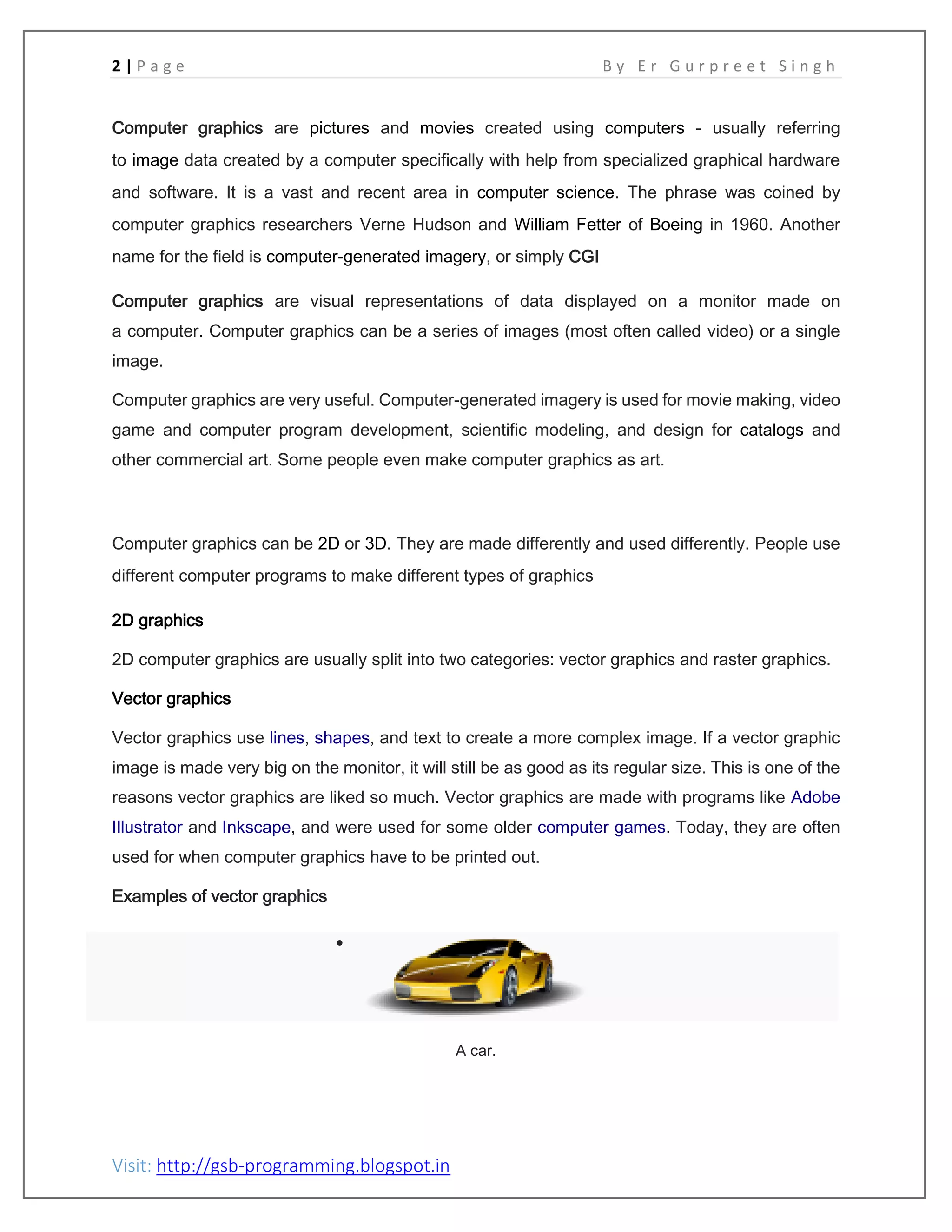 Computer Graphics Notes | PDF