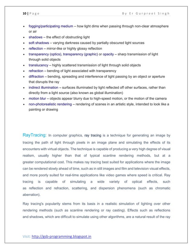 Computer Graphics Notes | PDF