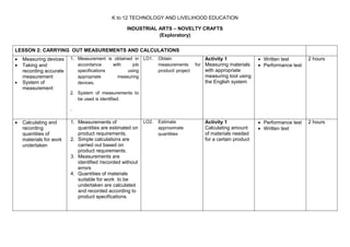 K to 12 TLE Curriculum Guide for Novelty Crafts | PDF