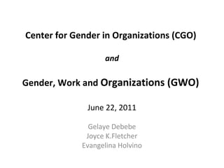 CGO at GWO | PPT