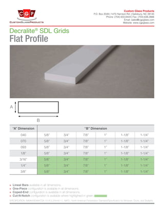 CGP SDL Grid profiles and Colors Catalog | PDF