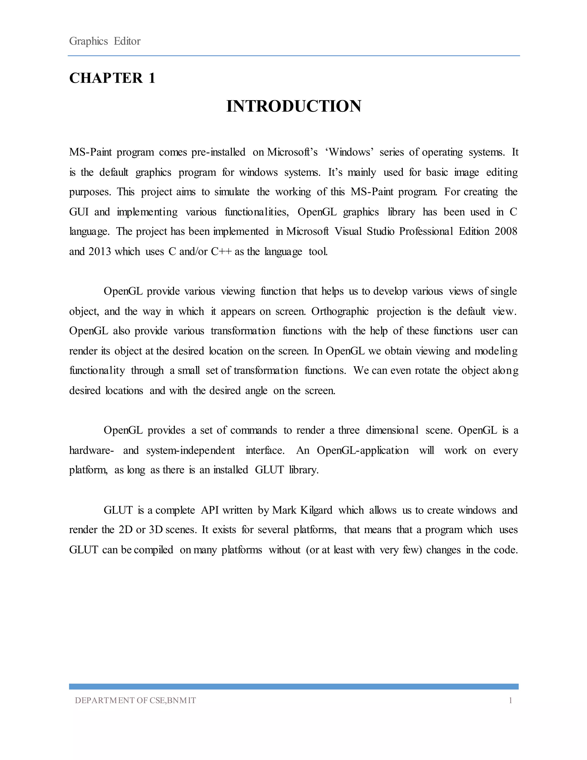 COMPUTER GRAPHICS PROJECT REPORT | PDF