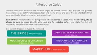Makerspaces on CUNY Campuses | PPT
