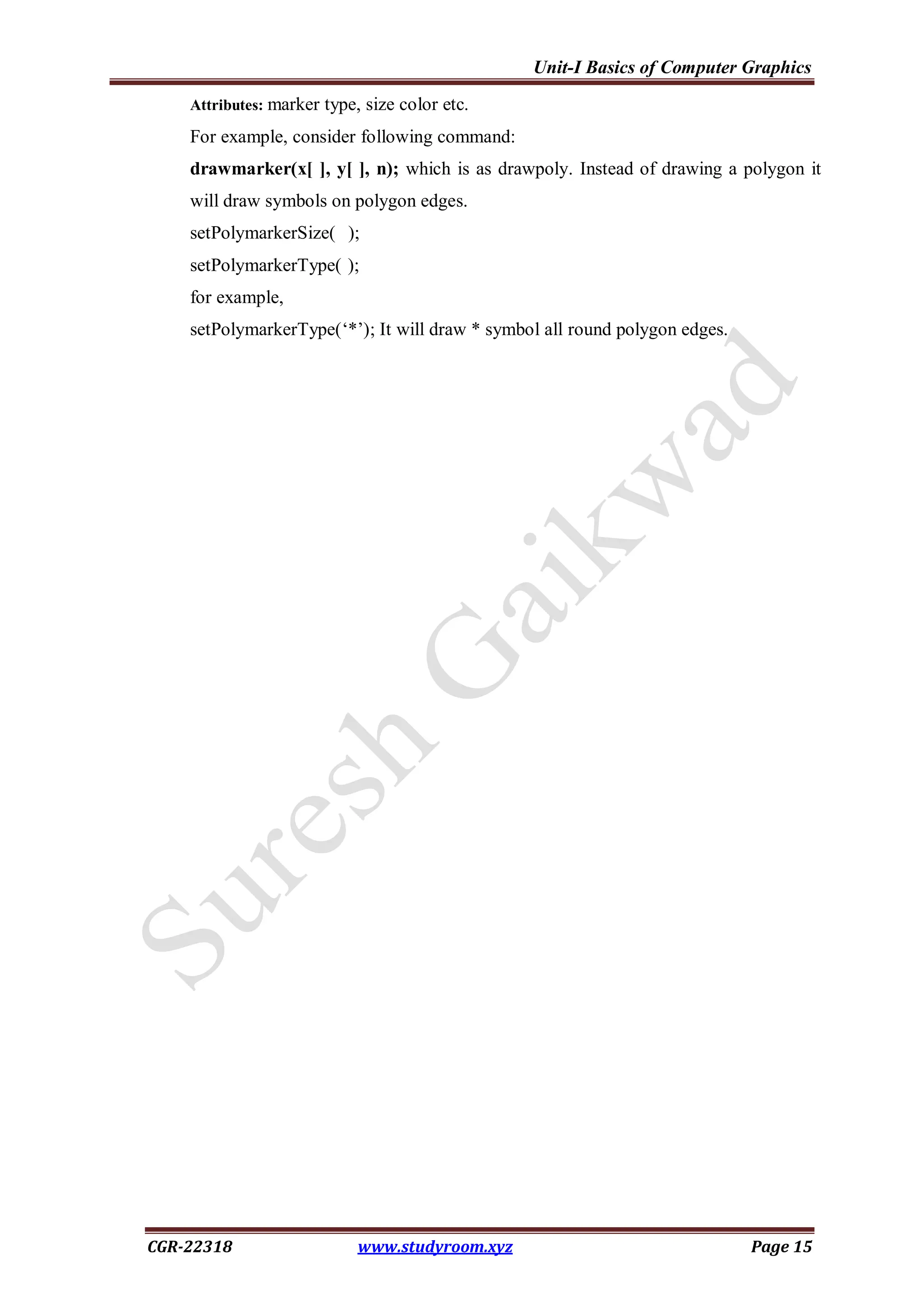 Cgr Unit 1 Basics Of Computer Graphics Pdf