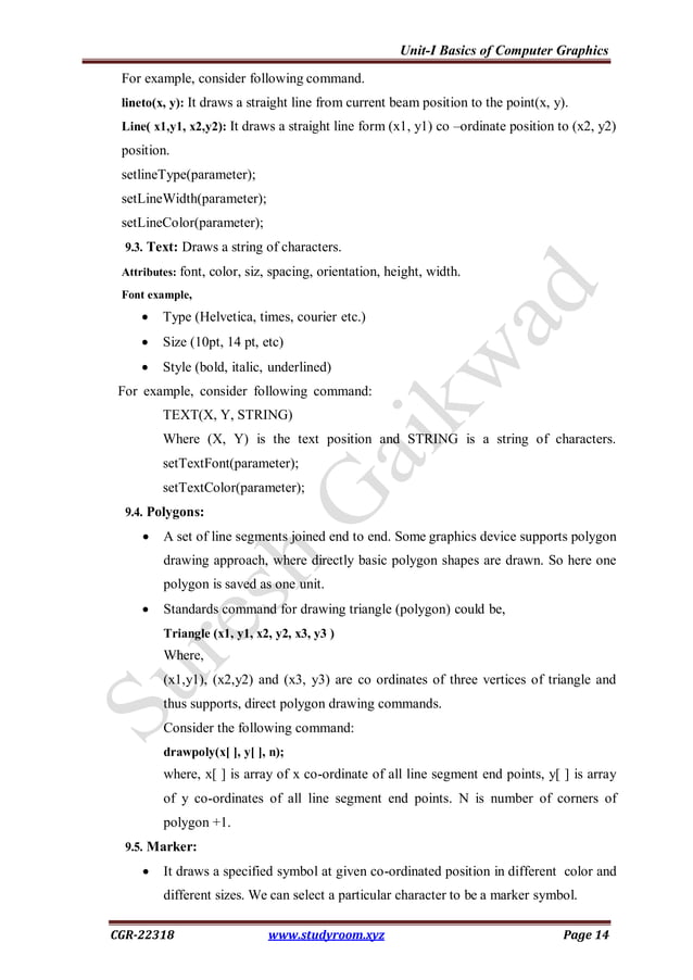 Cgr Unit 1 Basics Of Computer Graphicspdf Computing Technology