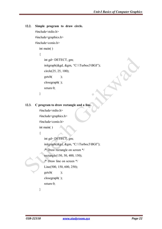 Cgr Unit 1 Basics Of Computer Graphicspdf Computing Technology