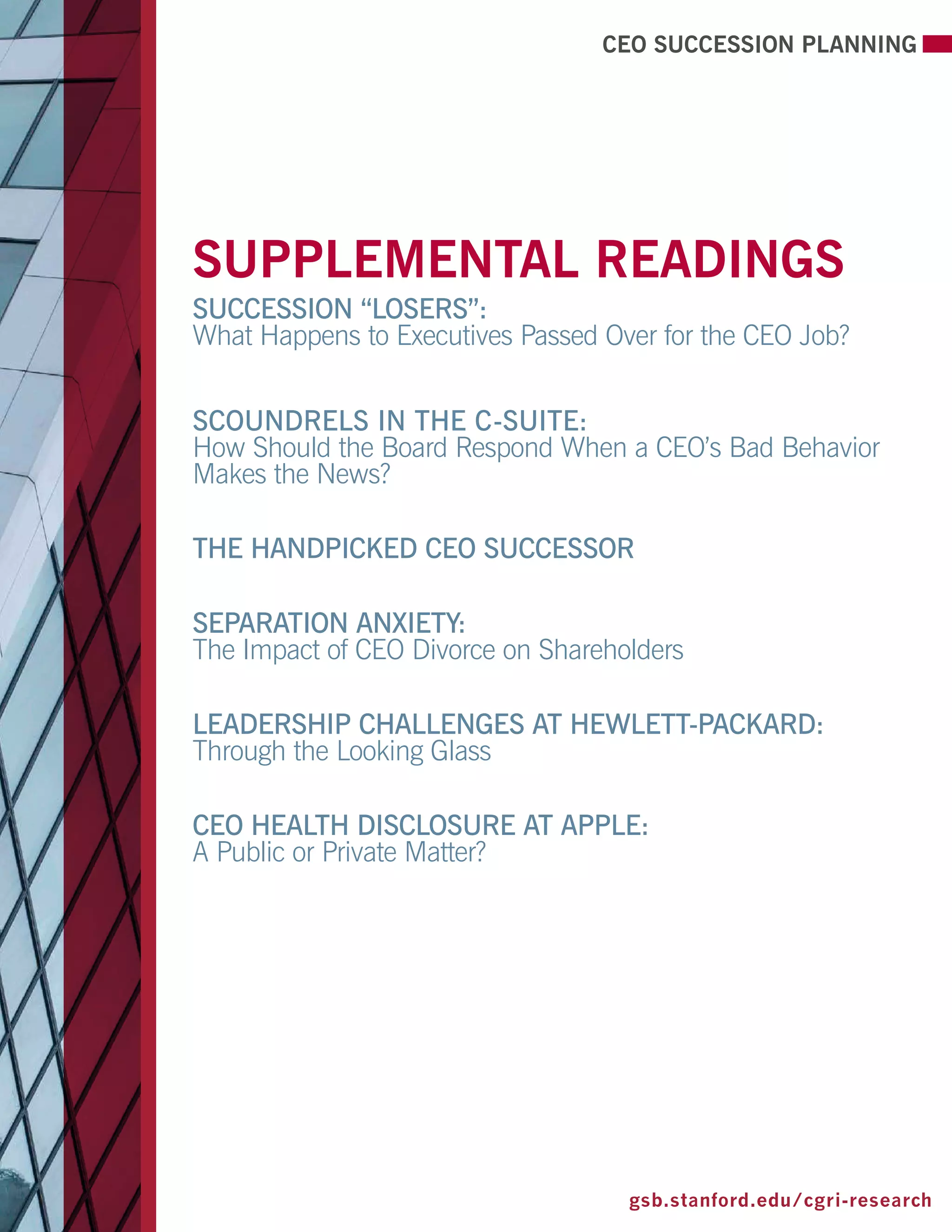 CEO Succession Planning: A Guide to Understanding Concepts of Corporate ...