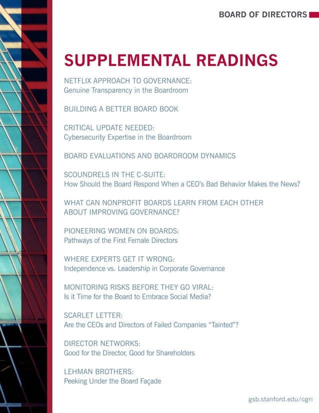 Board of Directors: A Guide to Understanding Concepts of Corporate Governance | PDF