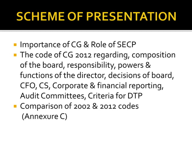 Cg & Role of SECP Securities and Exchange Commission of Pakistan | PPTX