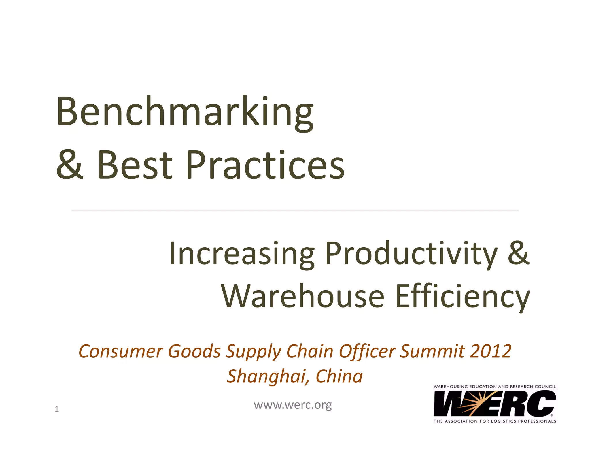 Benchmarking & Best Practices - Increasing Productivity & Warehouse Efficiency | PDF | Logistics ...