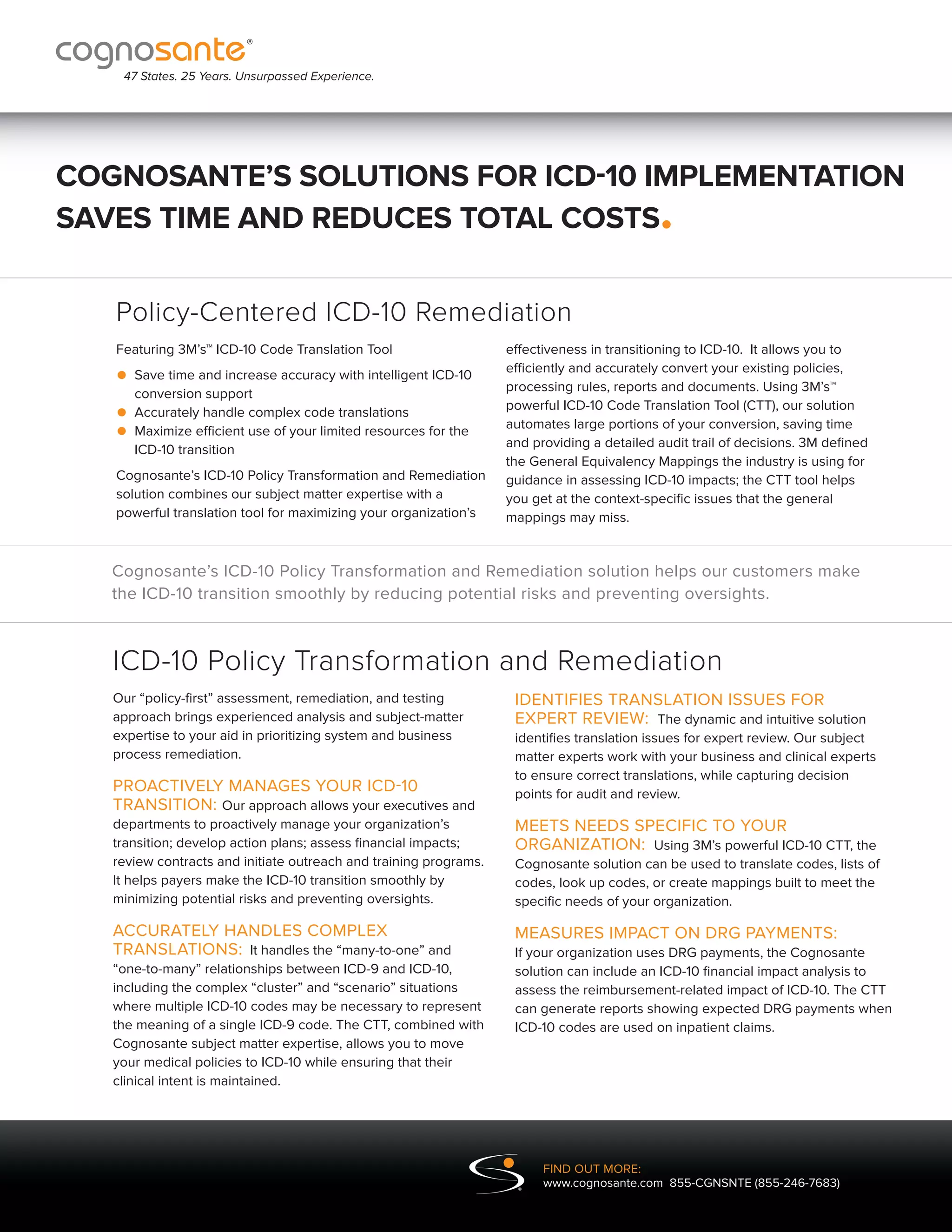 Cognosante: Policy-Centered ICD-10 Remediation | PDF
