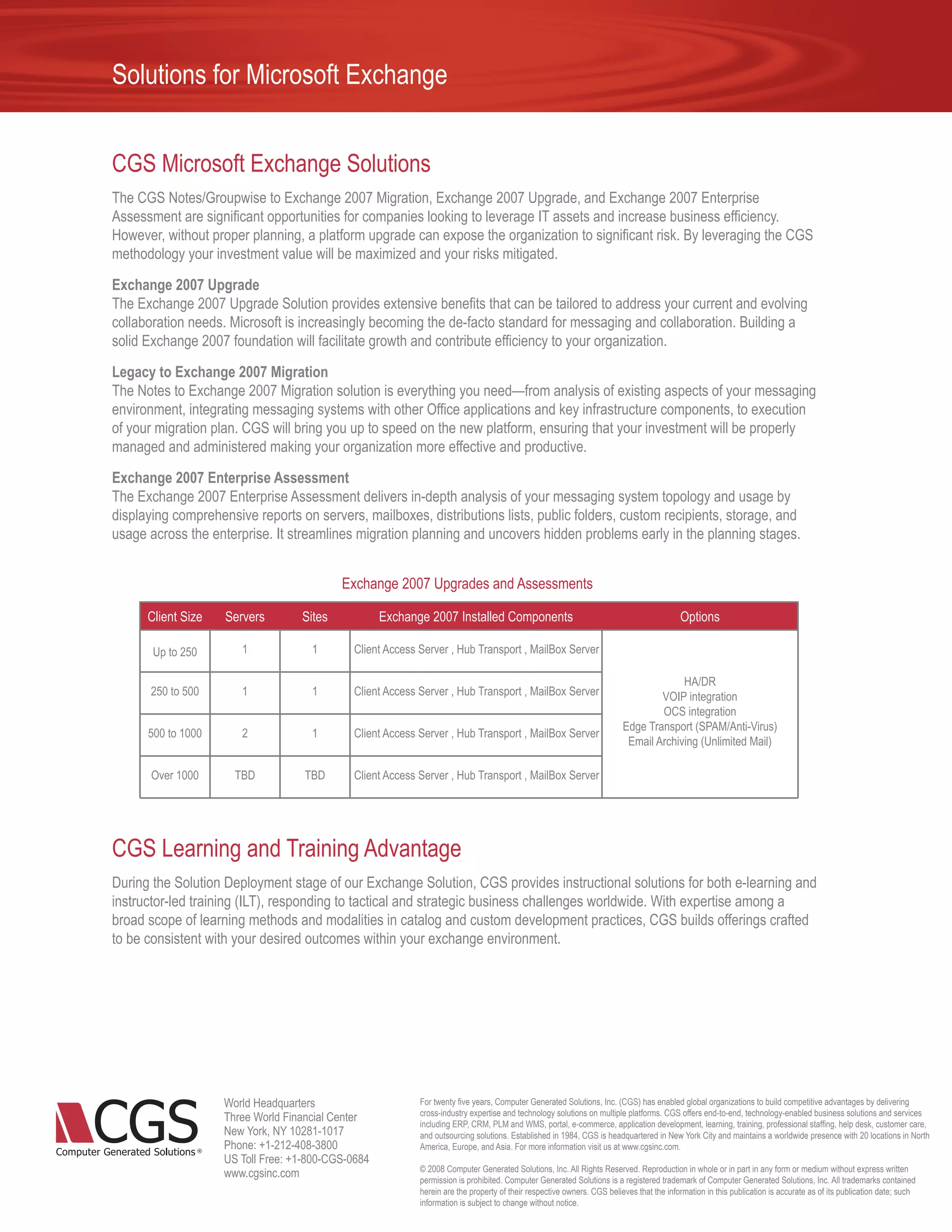 CGS-Microsoft Exchange Solutions | PDF