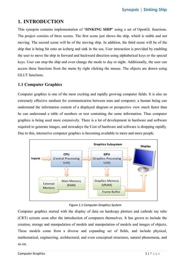 Computer Graphics Project Report On Sinking Ship Using Opengl Pdf