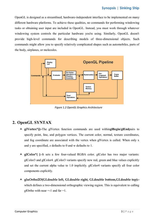 Computer Graphics Project Report On Sinking Ship Using Opengl Pdf