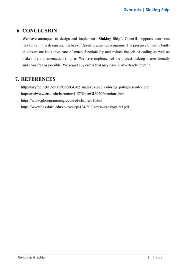 Computer Graphics Project Report on Sinking Ship using OpenGL | PDF | 3-D Graphics | Computer ...