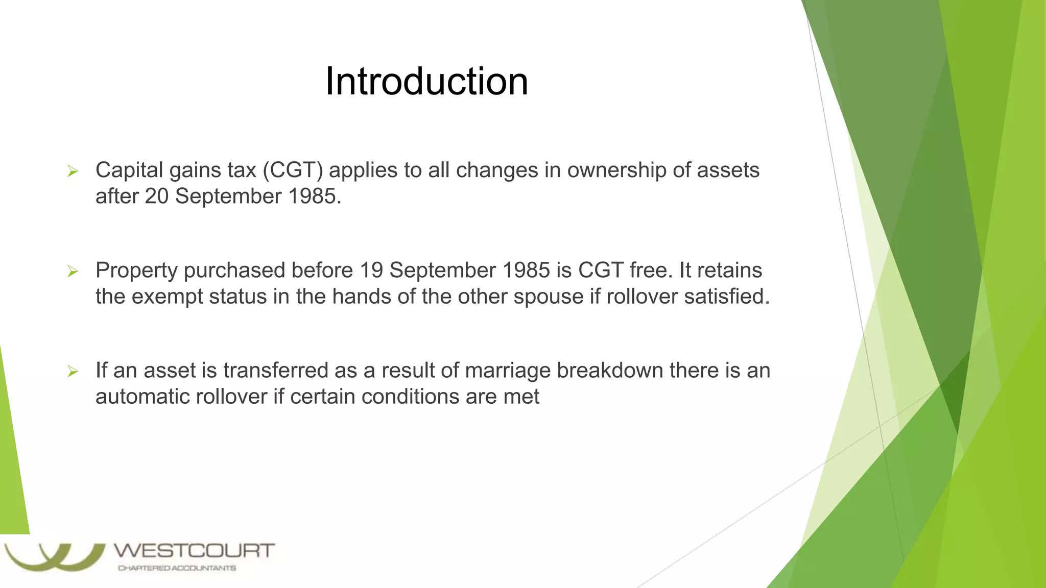 CGT rollover relief on marriage breakdown | Family Business Accountants ...