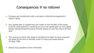 CGT rollover relief on marriage breakdown | Family Business Accountants ...