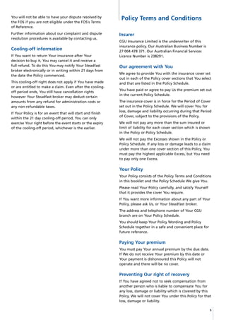 CGU Business Pack PDS (Product Disclosure Statement / Policy Wording) | PDF