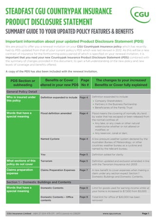 Statewide Insurance - Cgu Country Pack Insurance Upgrades | PDF