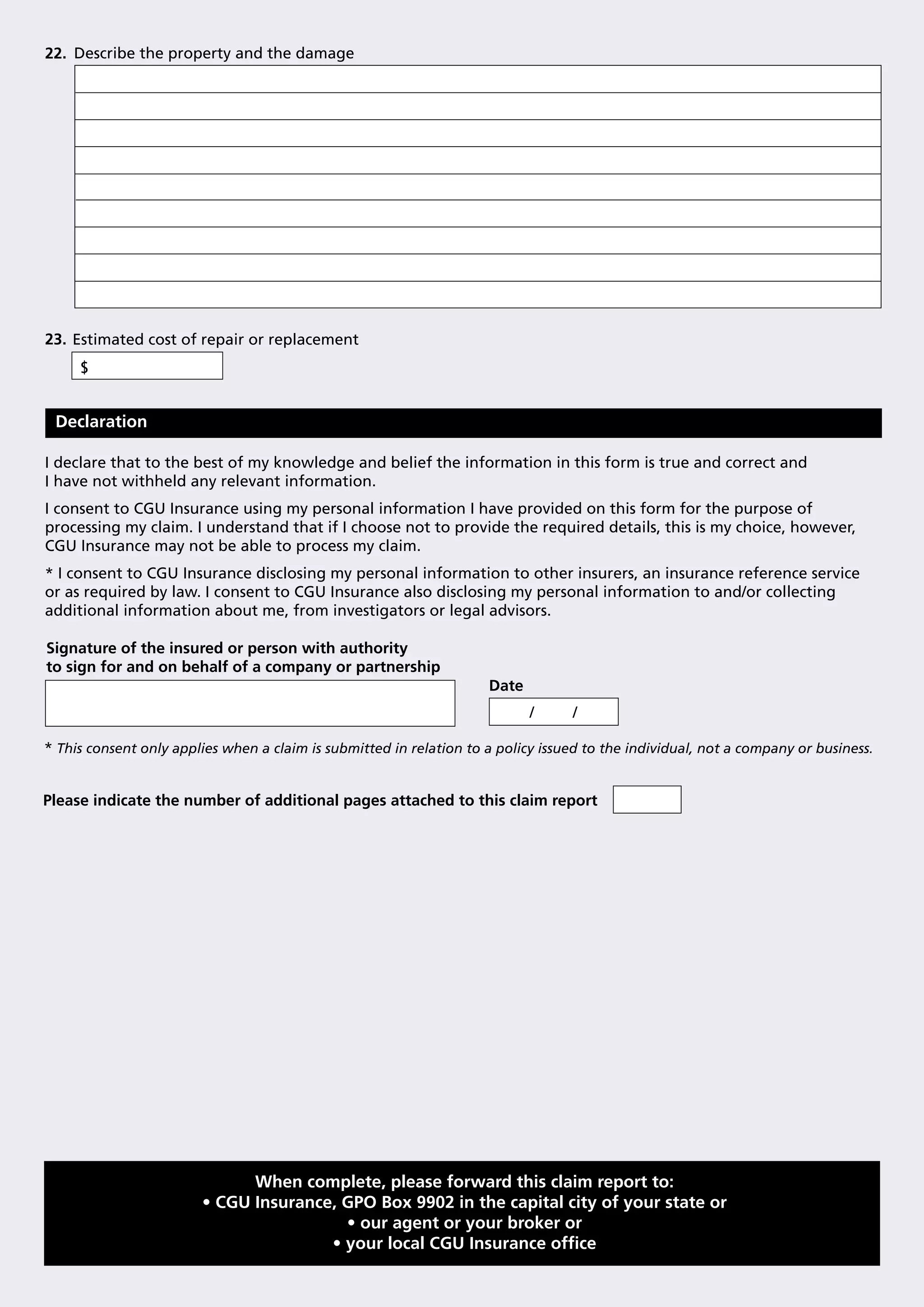 CGU Liability Claim Form | PDF